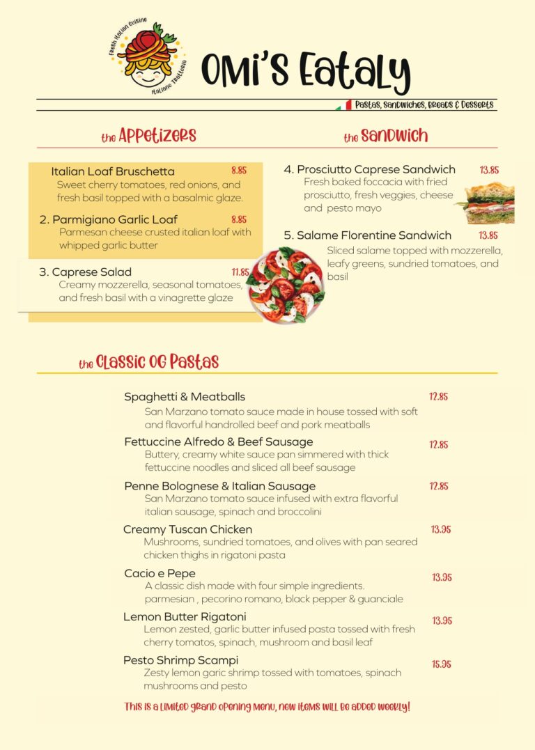 Menu – Omi's Eataly